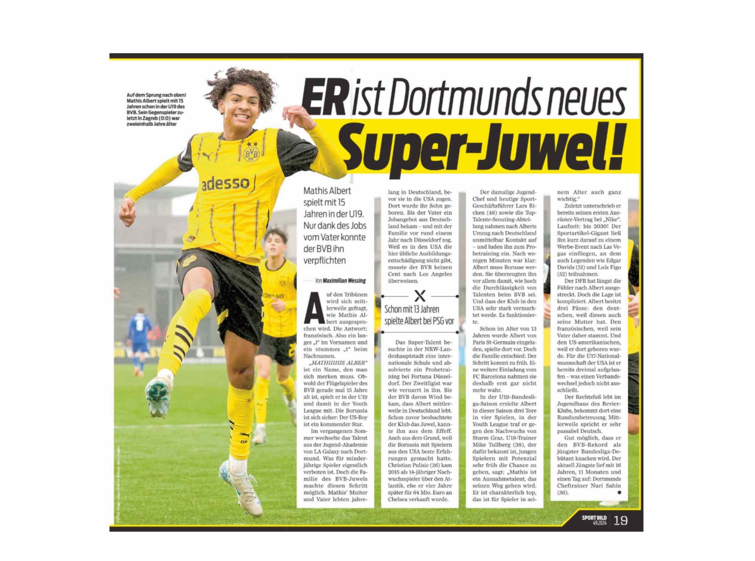 Dortmund's new 'super jewel' is 15-year-old American Mathis Albert ...